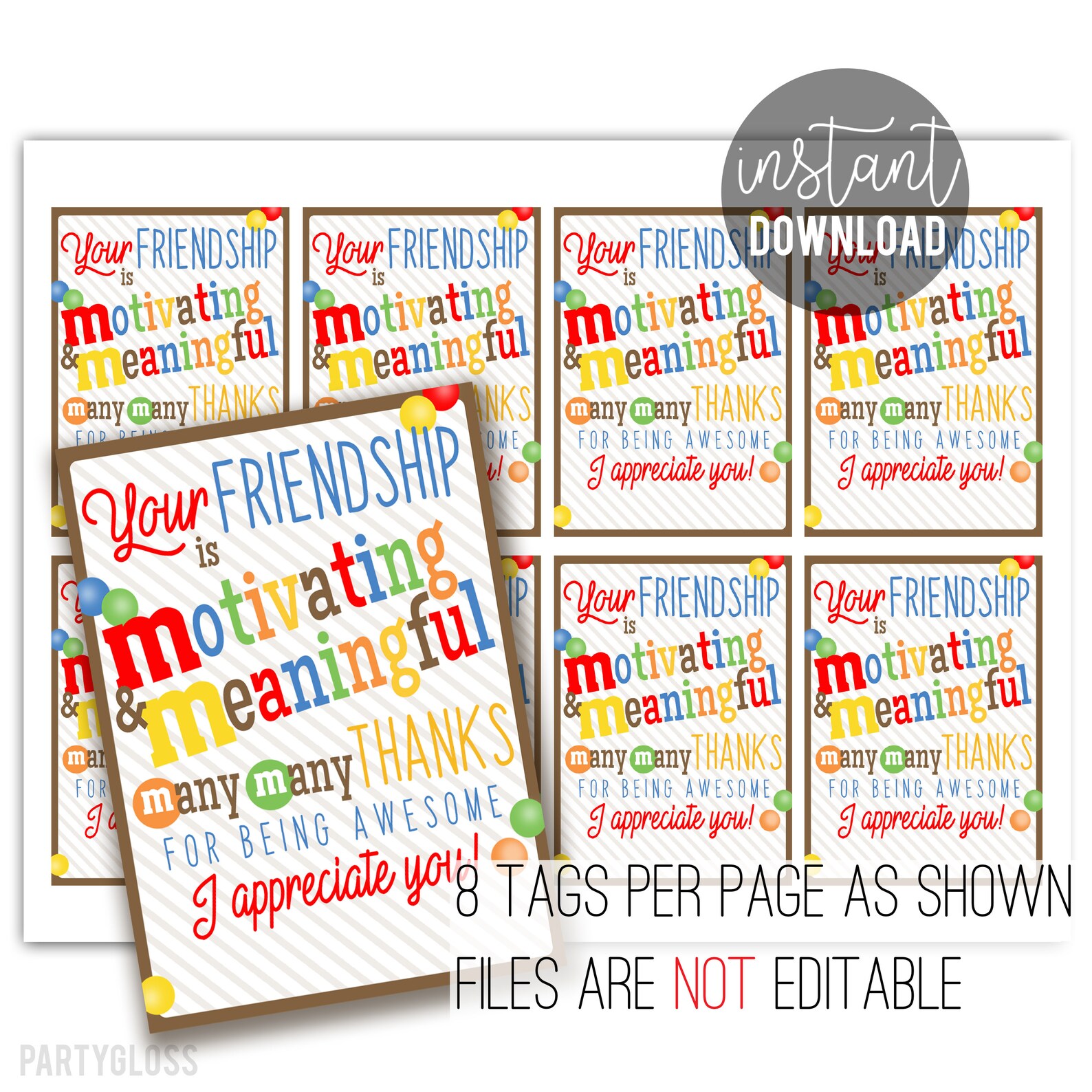 Friend Appreciation Printable Tag Friend Tags Gift Tags - Etsy