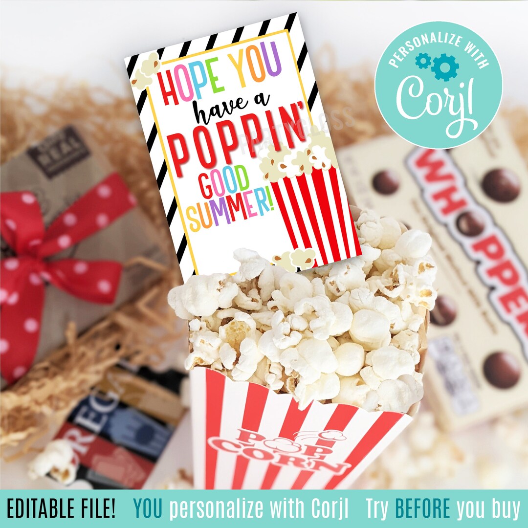 Editable End of the Year Popcorn Printable Tag | Poppin' Good Summer ...