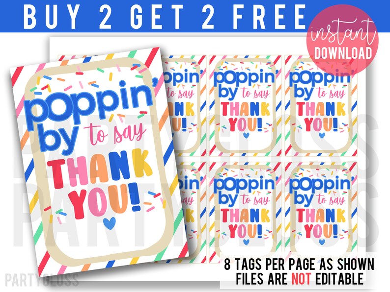 Appreciation Printable Tags Poppin by to Say Thank You - Etsy