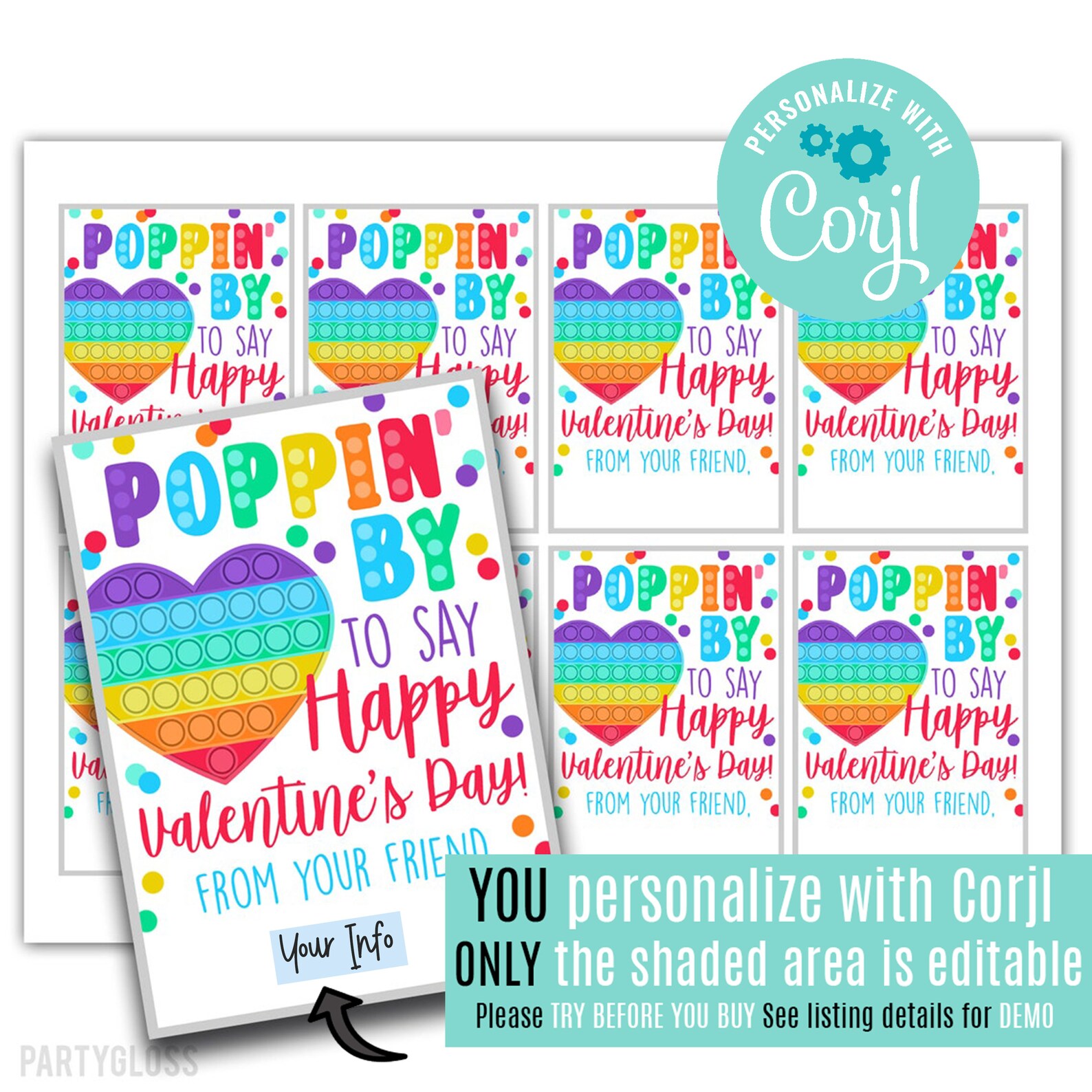 Editable Pop It Valentine's Day Printable Pop It | Etsy