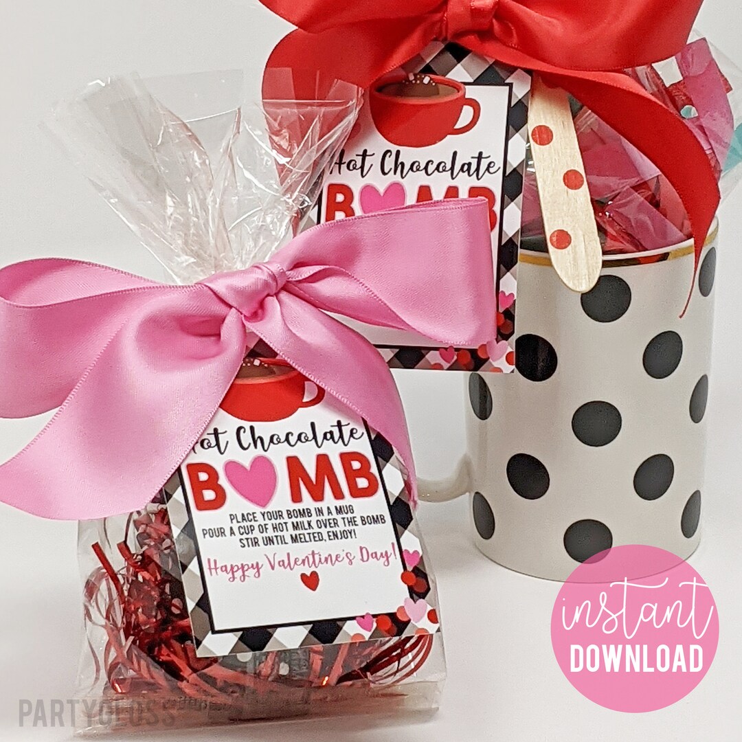 Hot Chocolate Bomb Valentine's Day Printable Tags Cocoa Valentine Class ...