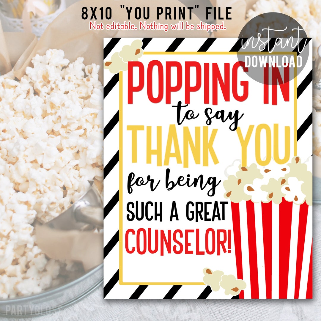 Counselor Appreciation Print | Popcorn Counselor Appreciation | Popcorn ...