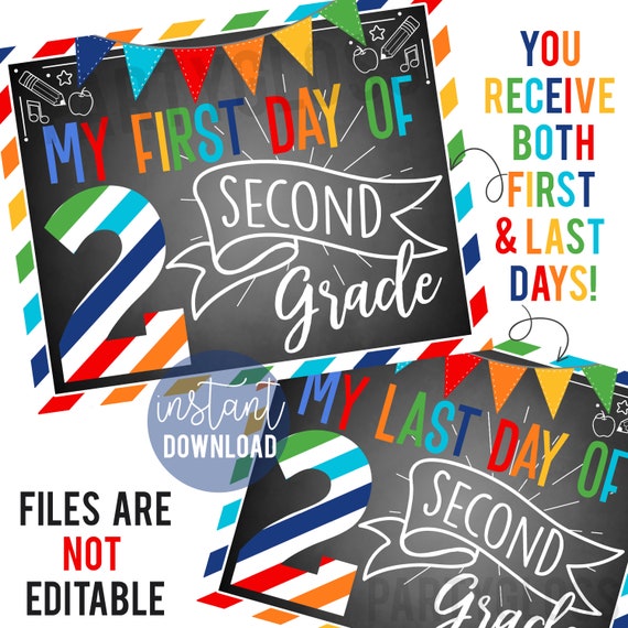 First Day of Second Grade 8x10 Printable Sign Back to School - Etsy
