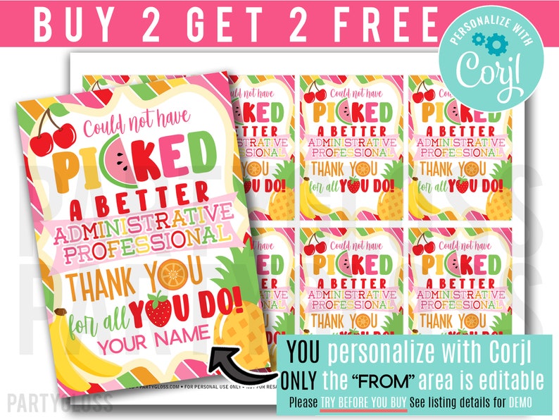 Editable Administrative Professionals Appreciation Printable - Etsy