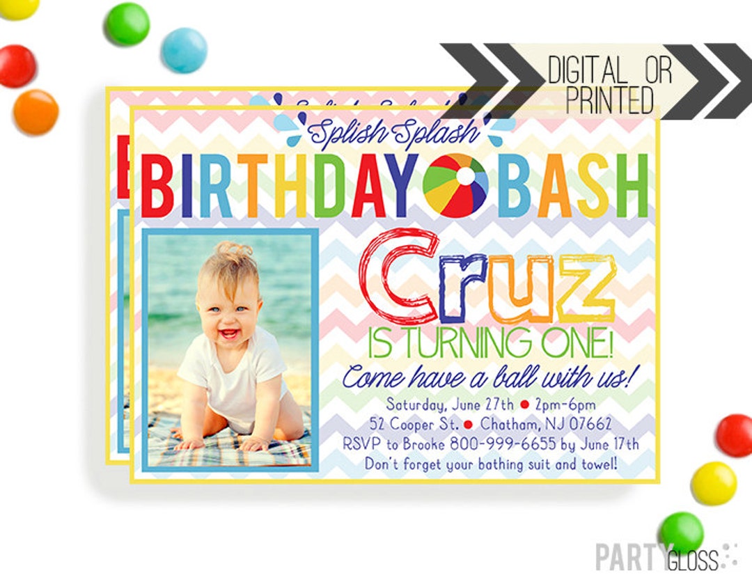 Beach Ball Invitation | Beach Ball Invites | Digital or Printed | Beach ...