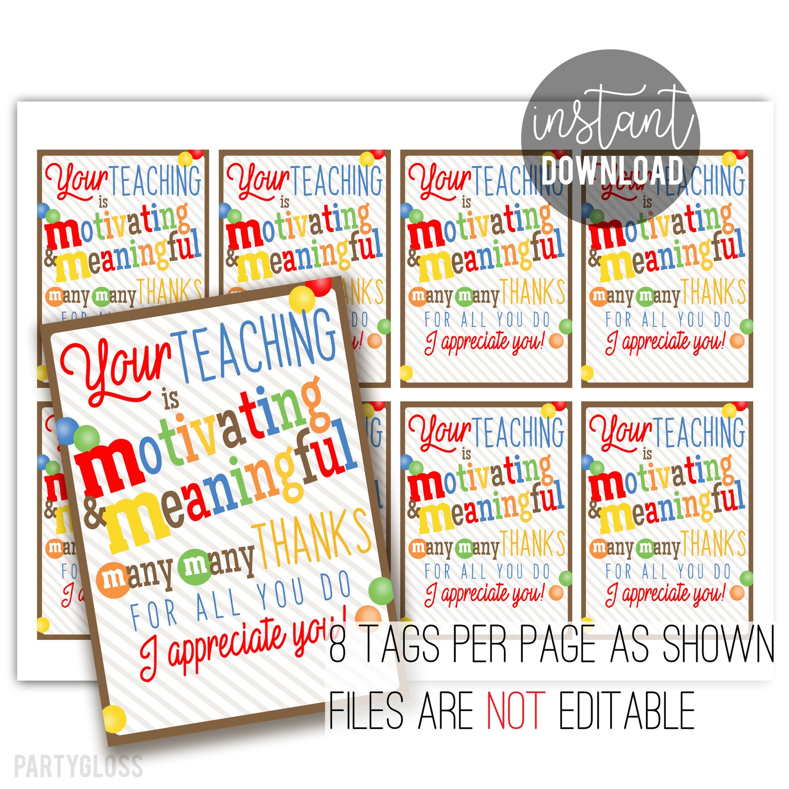 Teacher Appreciation Printable Tag Teacher Tags Gift Tags - Etsy