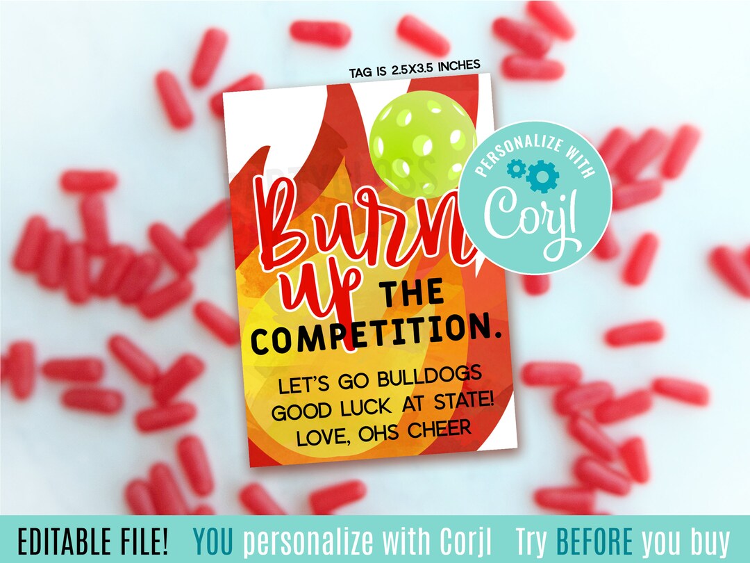 Editable Pickleball Burn up the Competition Printable Gift Tags, Team ...