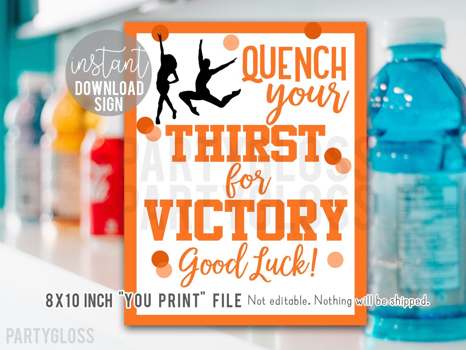 Orange Dance Good Luck Printable Tags Quench Your Thirst for Victory ...