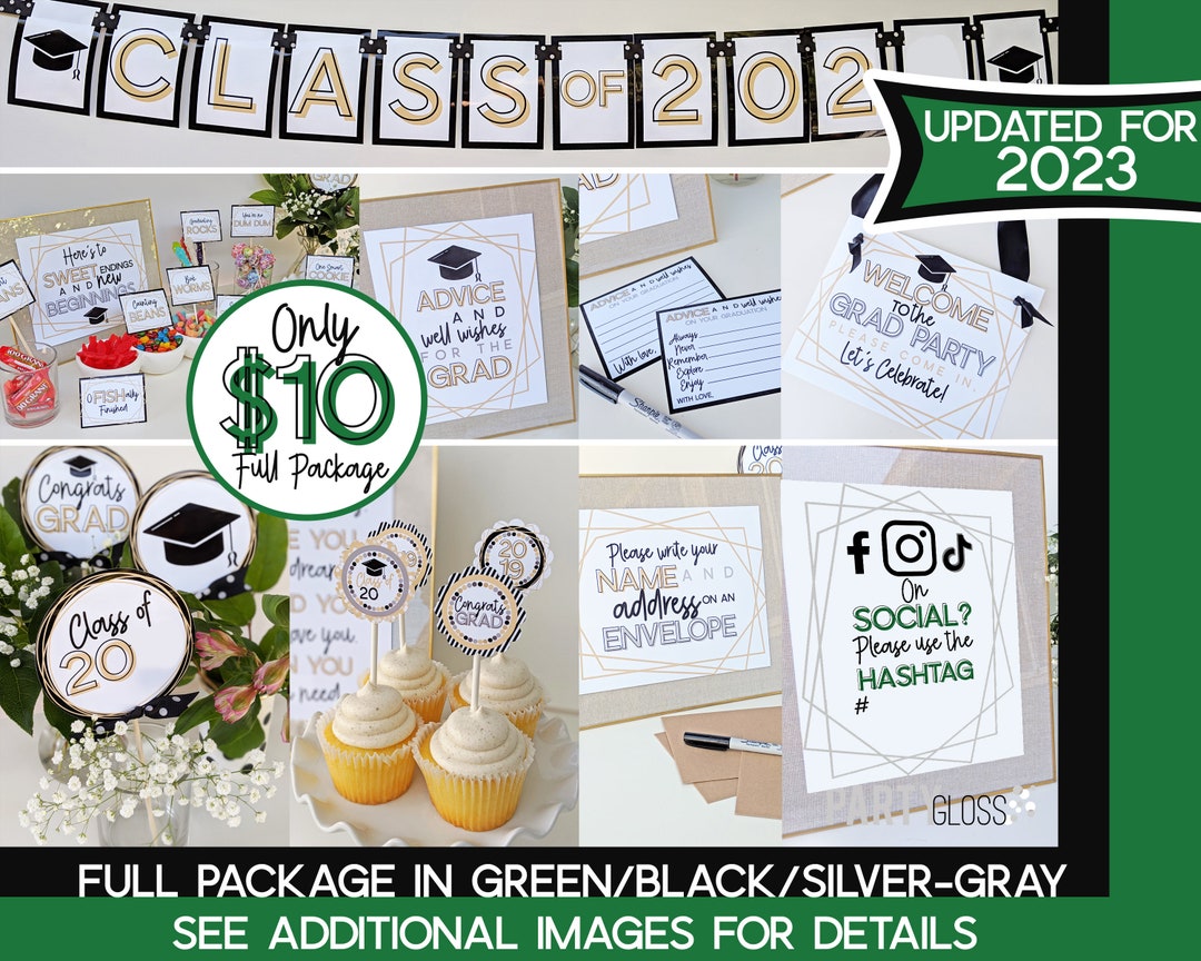 Green and Black Graduation Printable Package | Green and Black Grad ...