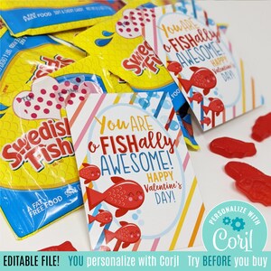 Editable Fish Valentine's Day Printable Tag Swedish | Etsy