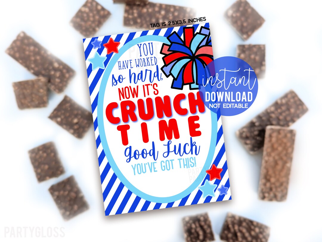 Cheer Crunch Time Good Luck Printable Gift Tags, Chocolate Bar Candy ...