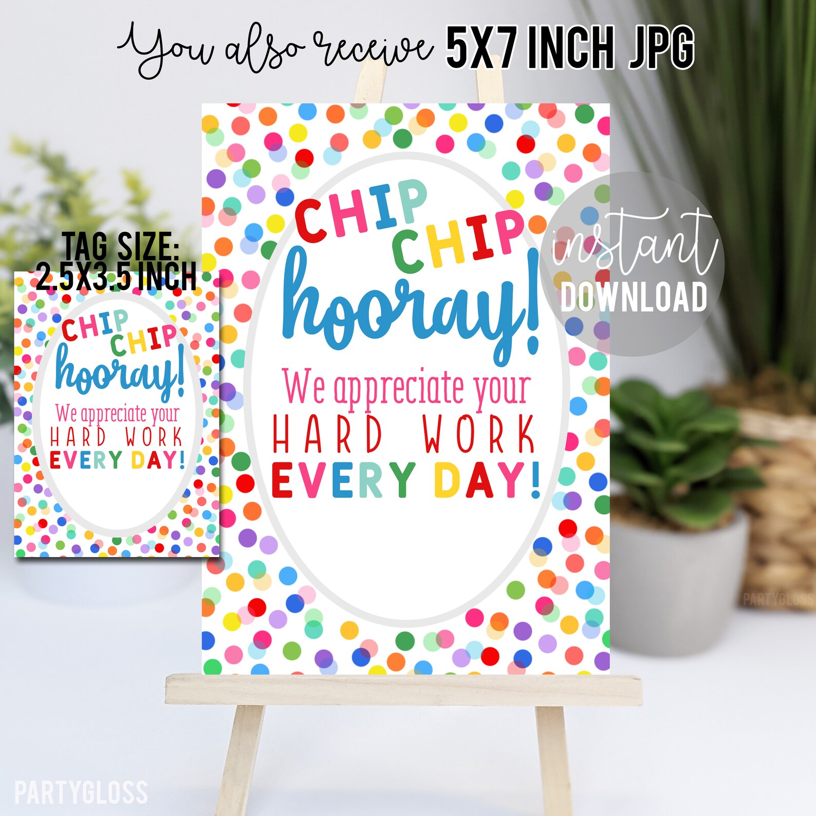 Chip Chip Hooray Appreciation Printable Tag Printable Cookie Tags PTO ...