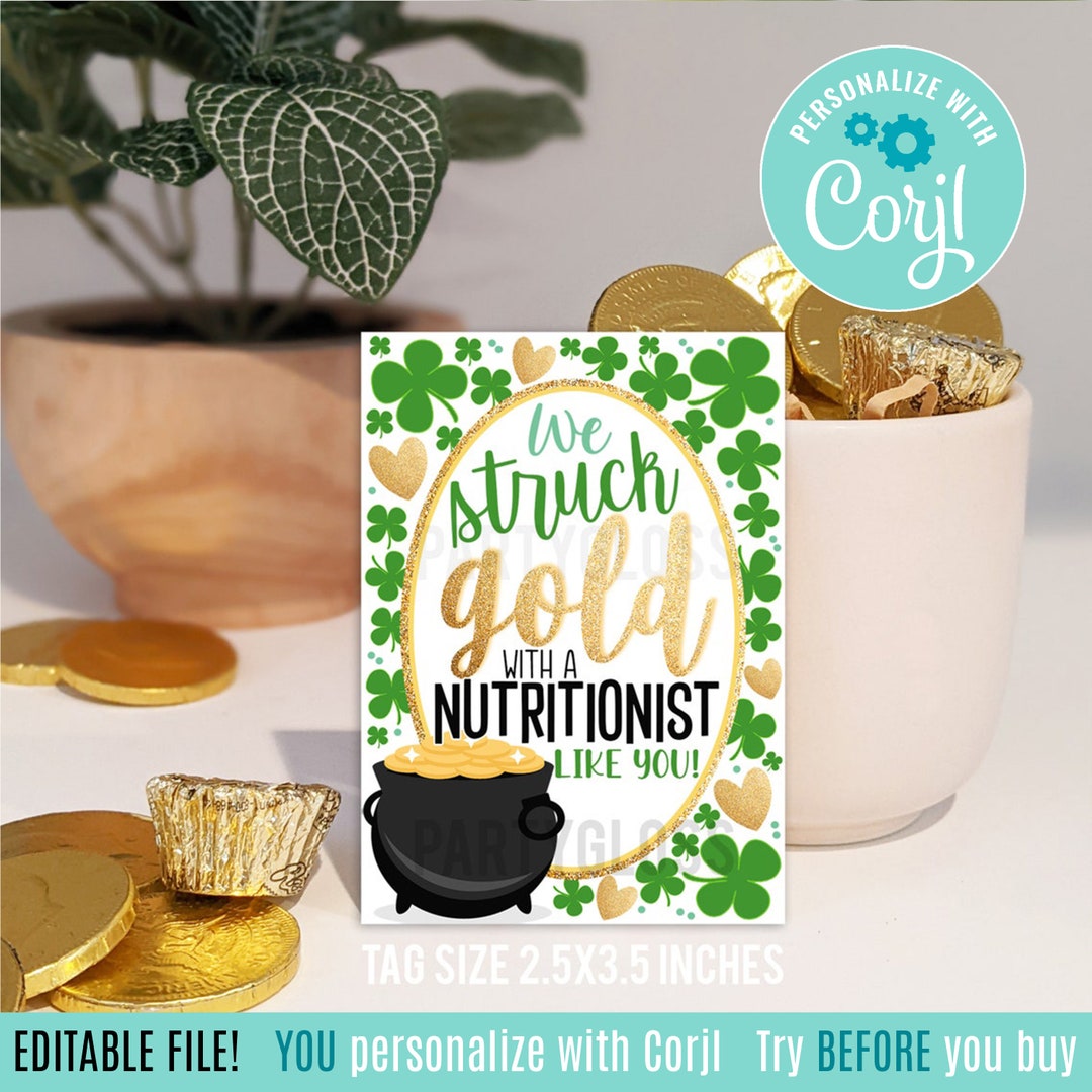 Editable Nutritionist Month Printable Tags, We Struck Gold With A ...