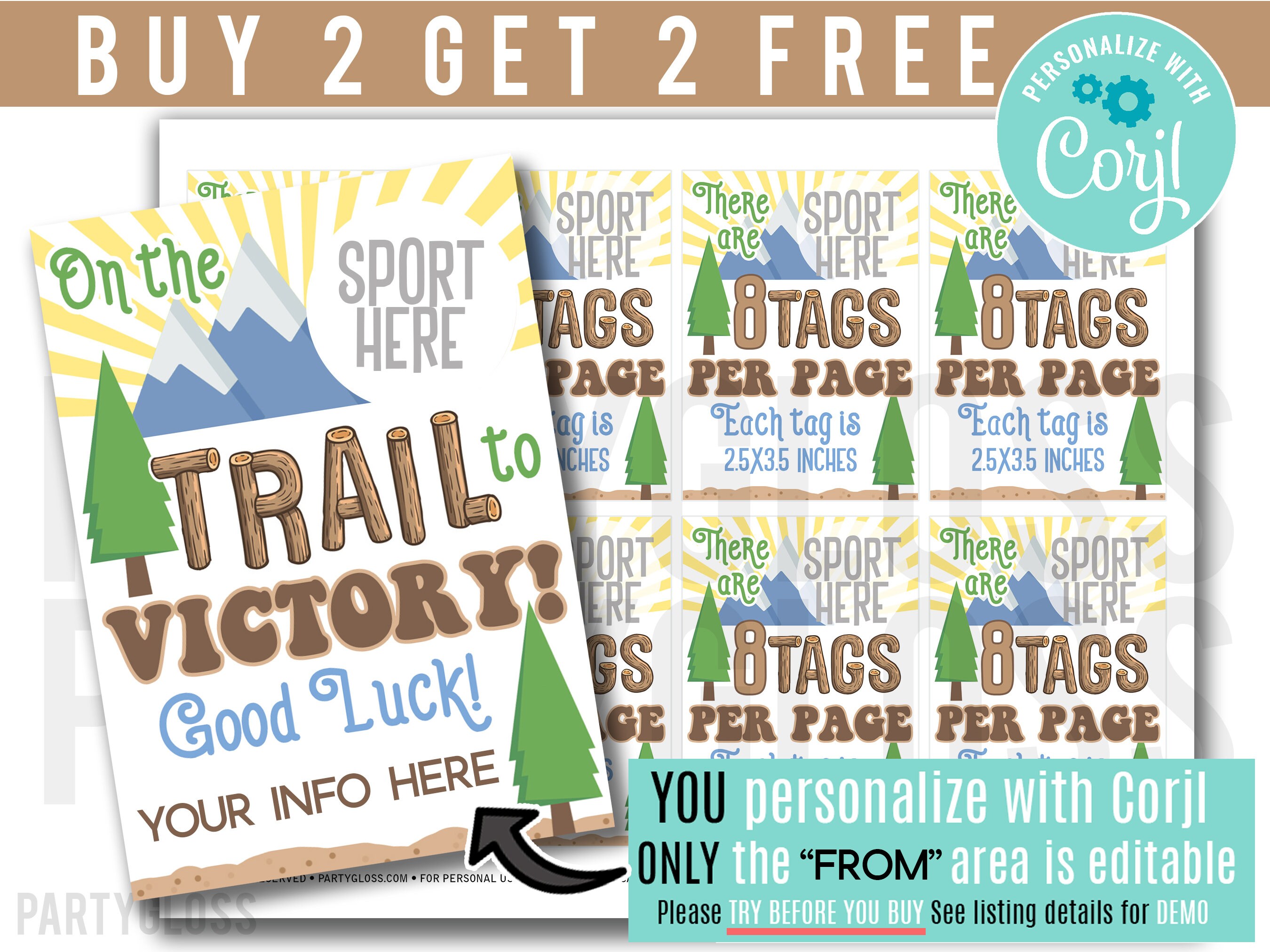 Editable Tennis Trail Mix Printable Gift Tags, on the Trail to Victory ...