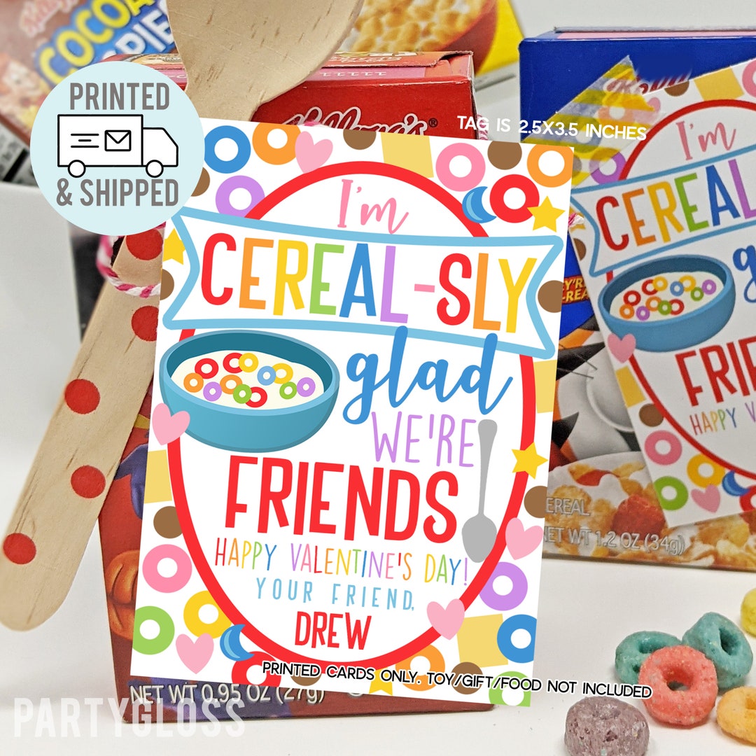 Printed and Shipped Valentine's Day Cereal Box Gift Tags, Cereal-sly ...