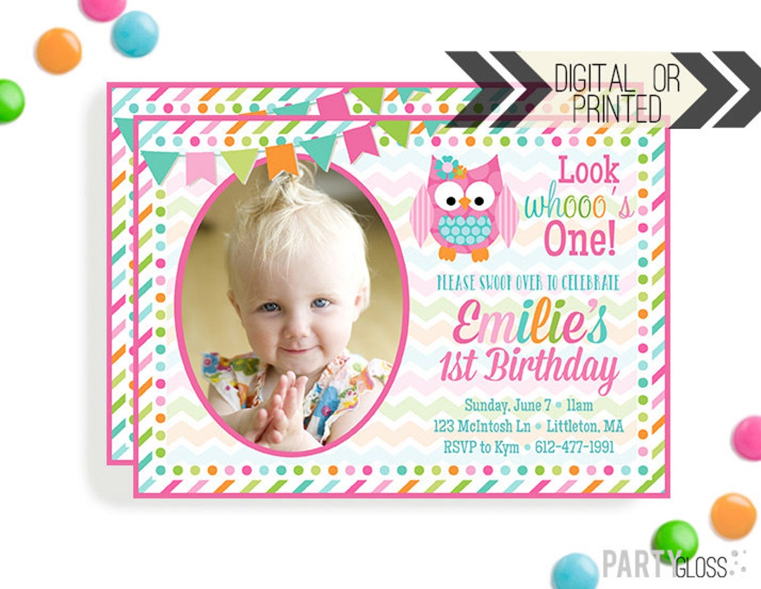 Owl Birthday Invitation Digital or Printed Owl Party Owl Invite Girly ...