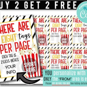 Editable Football Popcorn Good Luck Printable Gift Tags, Popping Poppin ...