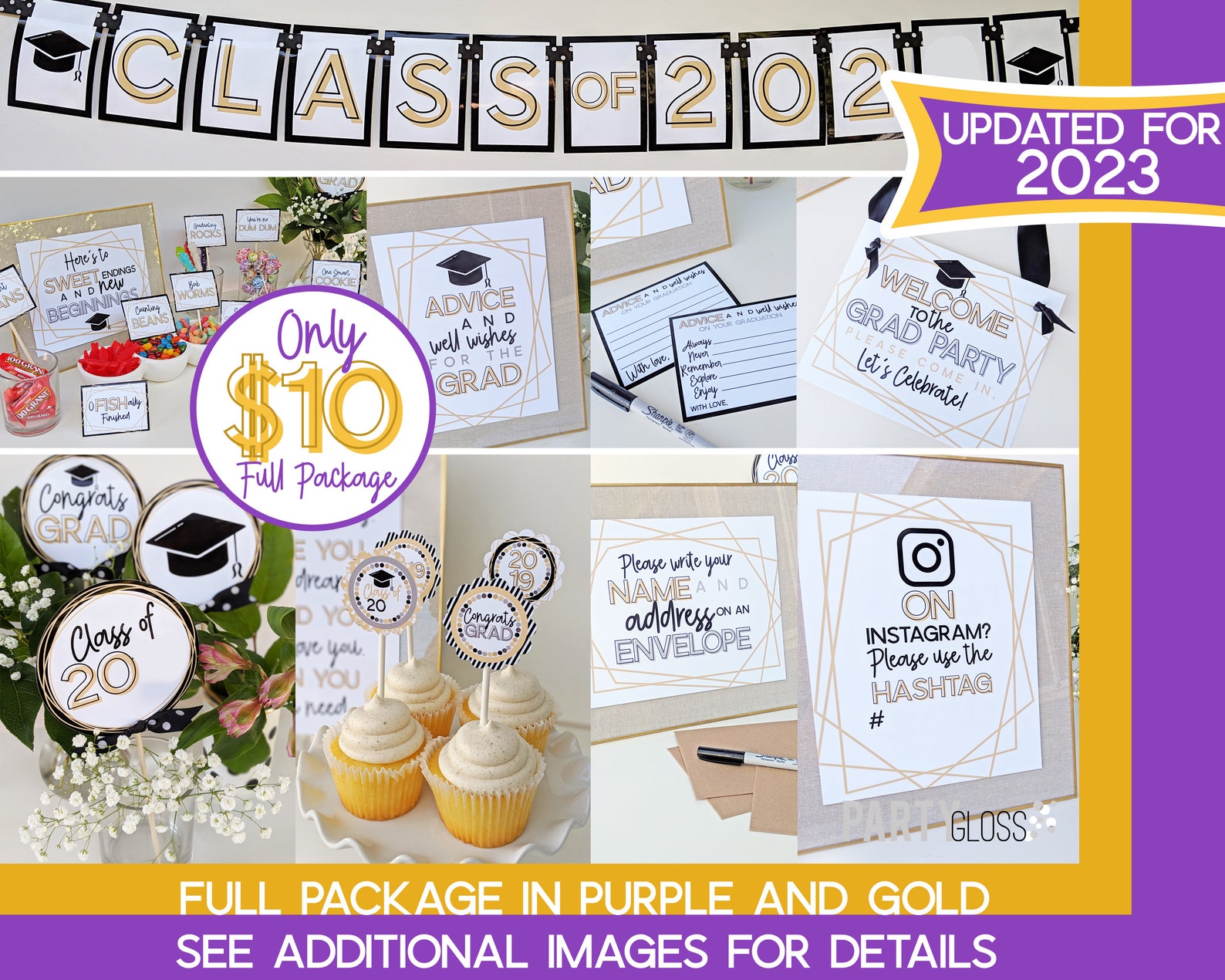 Graduation Printable Package | Purple and Gold Grad Party | Class of ...