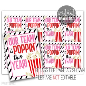 Our Team is Poppin' Printable Popcorn Gift Tags, Team Appreciation Tag ...