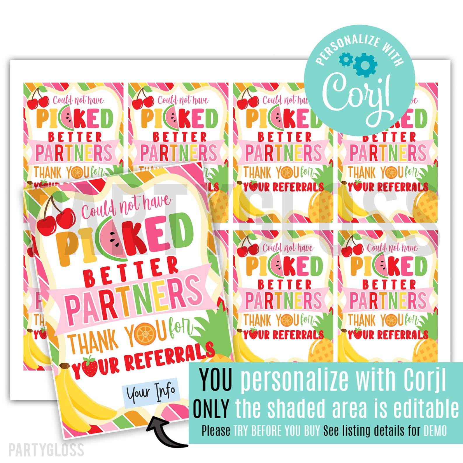 Editable Referral Appreciation Printable Gift Tags, Fruity Candy ...