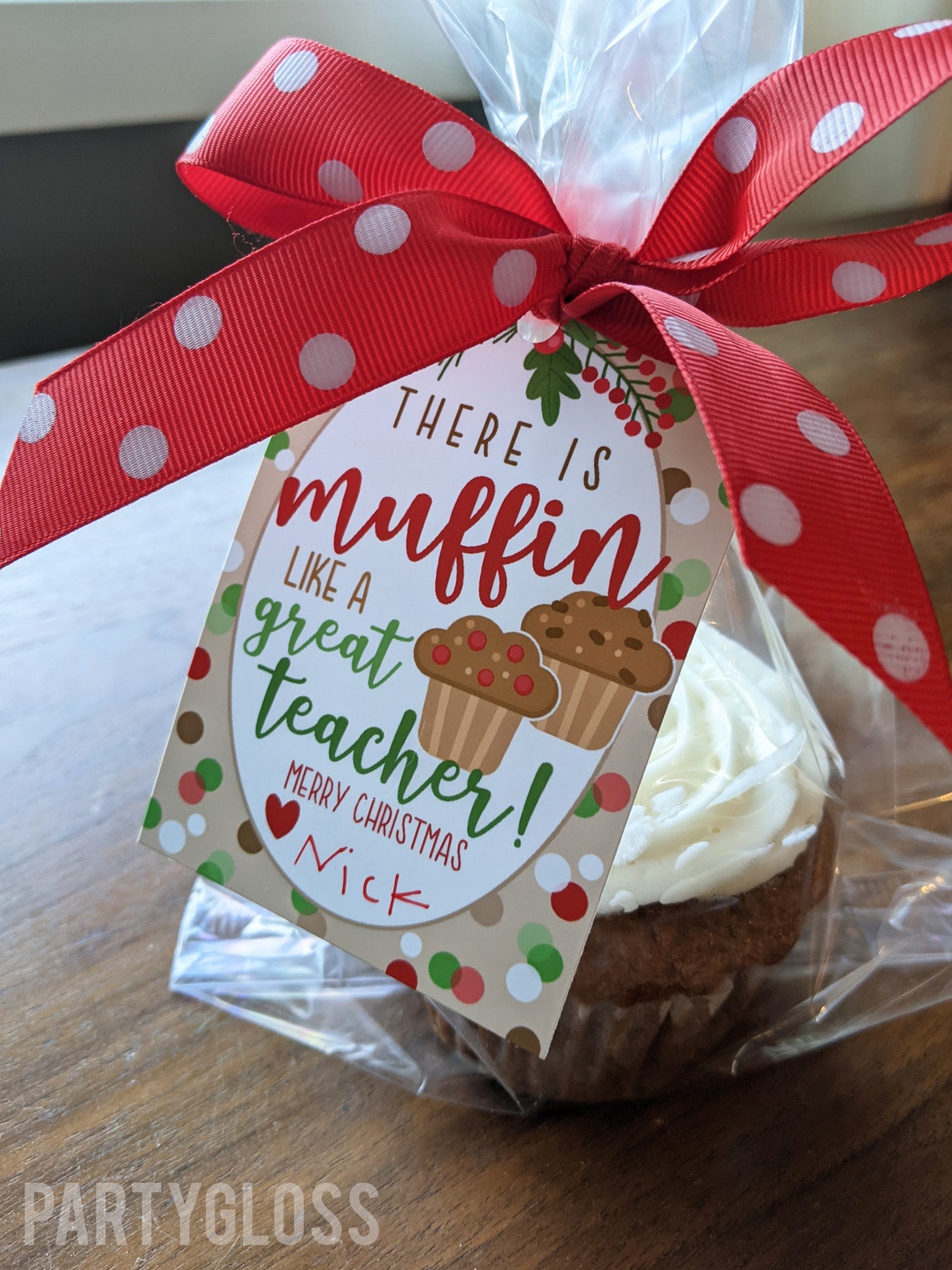 Muffin Christmas Printable Tags Teacher Muffin Tag Teacher - Etsy