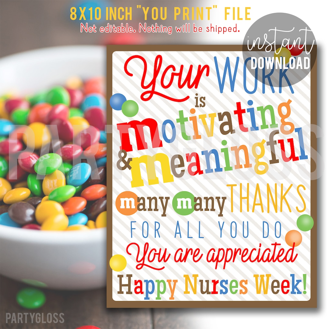 Nurses Week Appreciation Printable 8x10 Sign, MM Candy Print Nurse ...