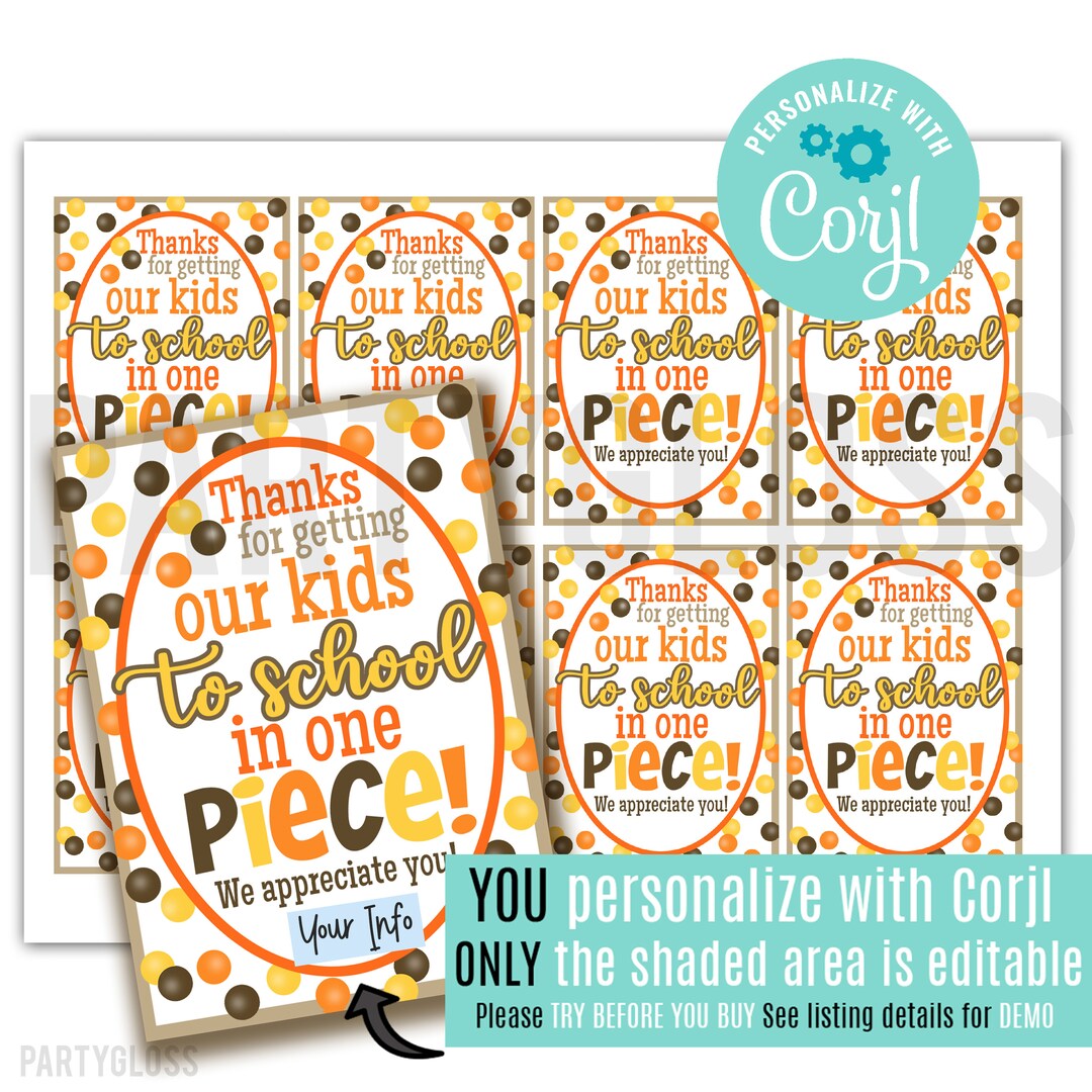 Editable Bus Driver Appreciation Printable Gift Tags, Thanks for ...