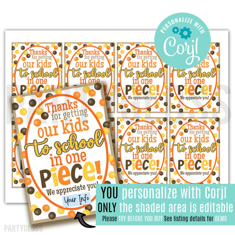 Editable Bus Driver Appreciation Printable Tag Carpool Gift - Etsy