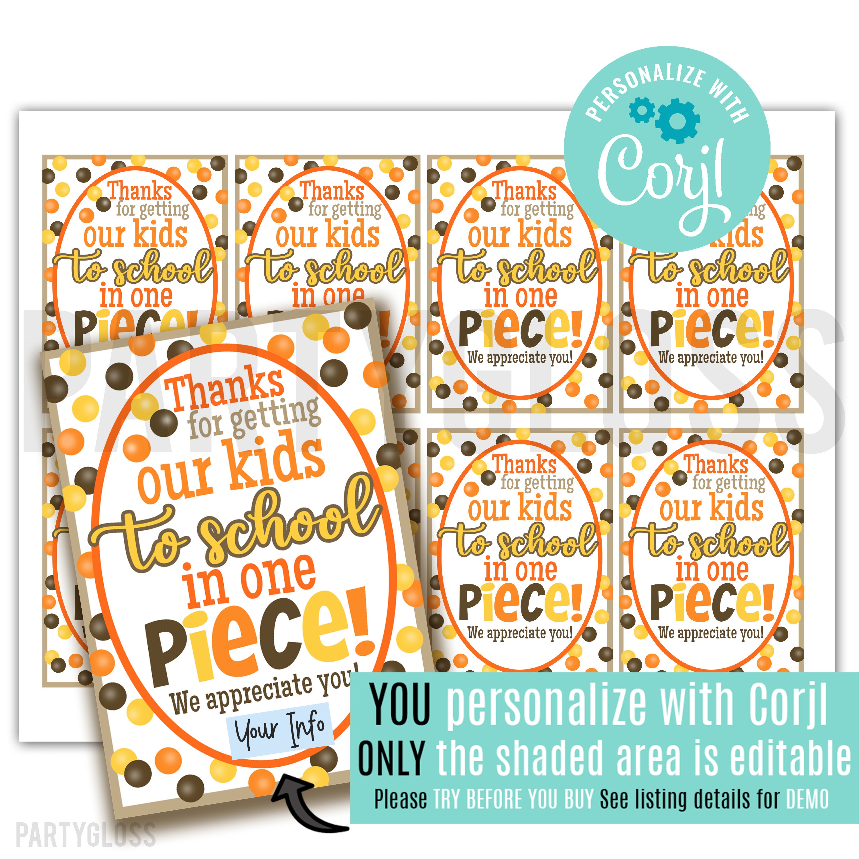 Editable Bus Driver Appreciation Printable Gift Tags, Thanks for ...