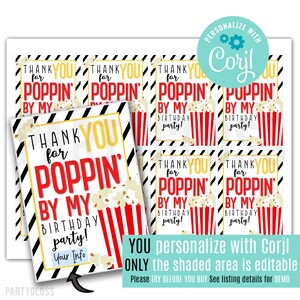 Editable Birthday Party Favor Popcorn Appreciation Printable Gift Tags ...