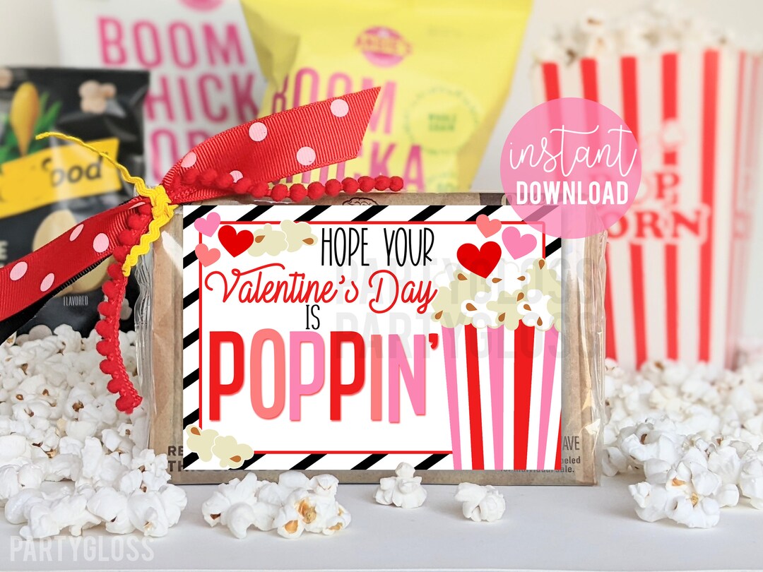 Popcorn Valentine's Day Printable Tags Valentine Poppin Friends Team ...