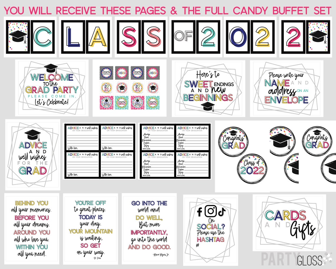Graduation Printable Package Grad Yay Party Class of 2022 - Etsy