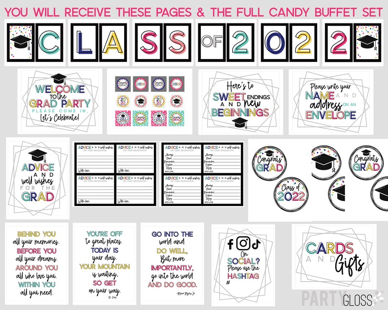 Graduation Printable Package Grad Yay Party Class of 2022 - Etsy