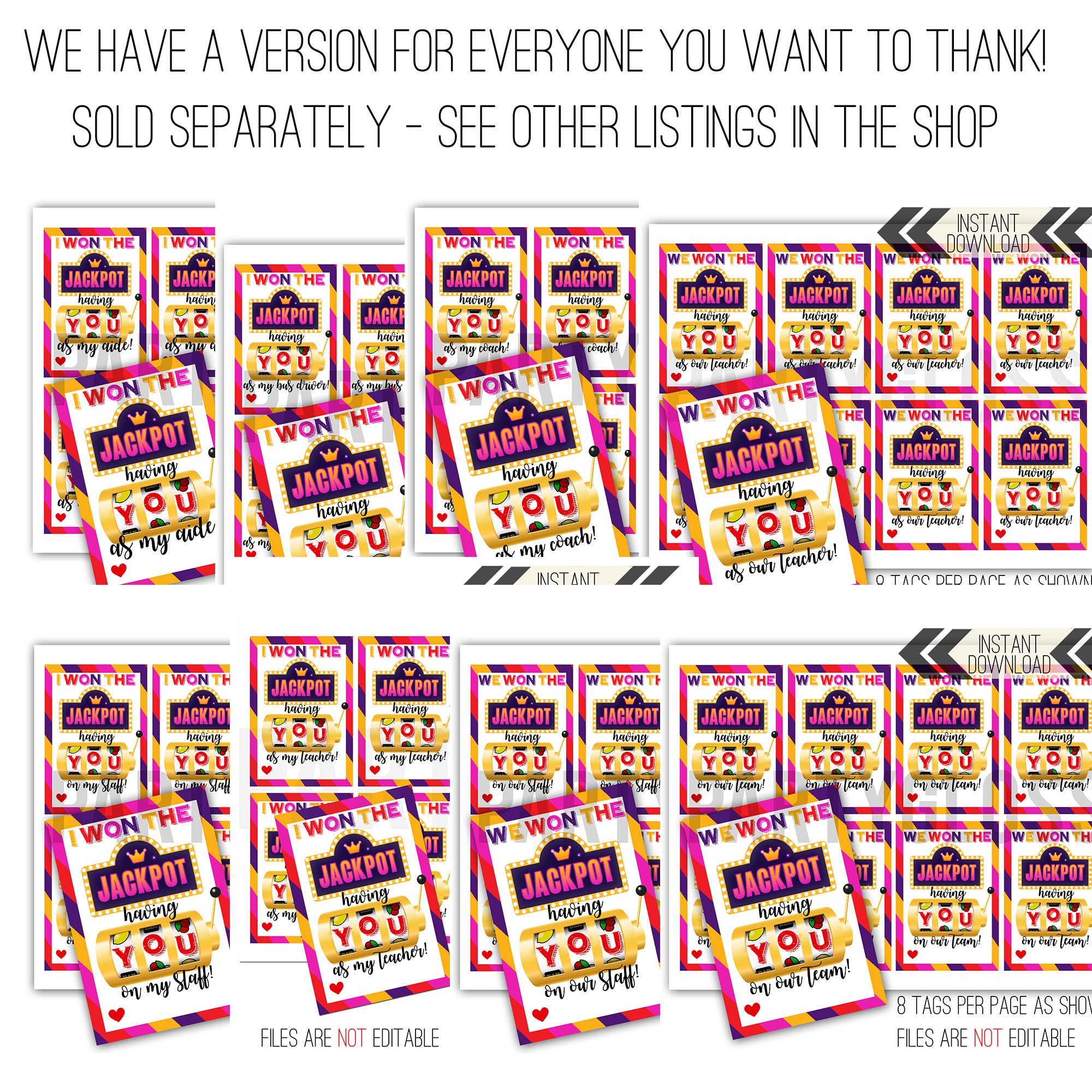 Bus Driver Appreciation Gift Tags, Jackpot Tag Lottery School Bus ...