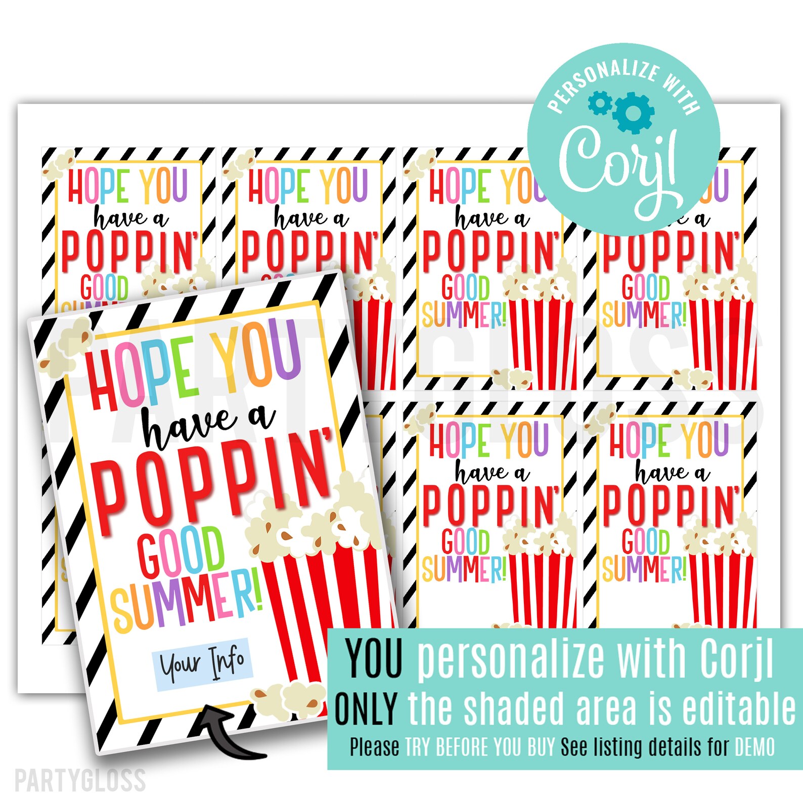 Editable End of the Year Popcorn Printable Tag | Poppin' Good Summer ...