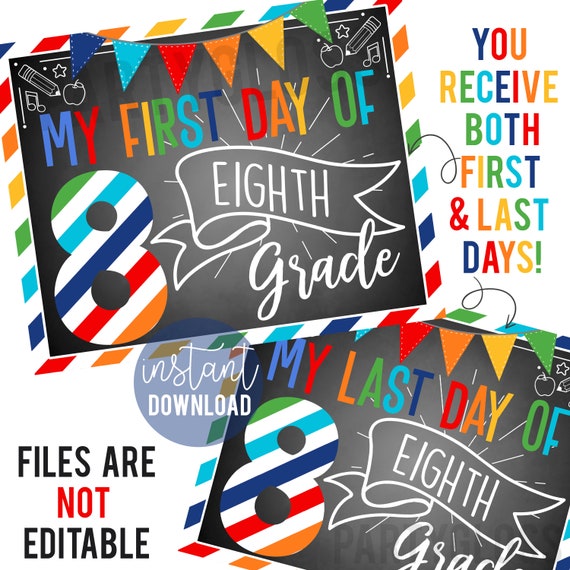First Day of Eighth Grade 8x10 Printable Sign Back to School - Etsy