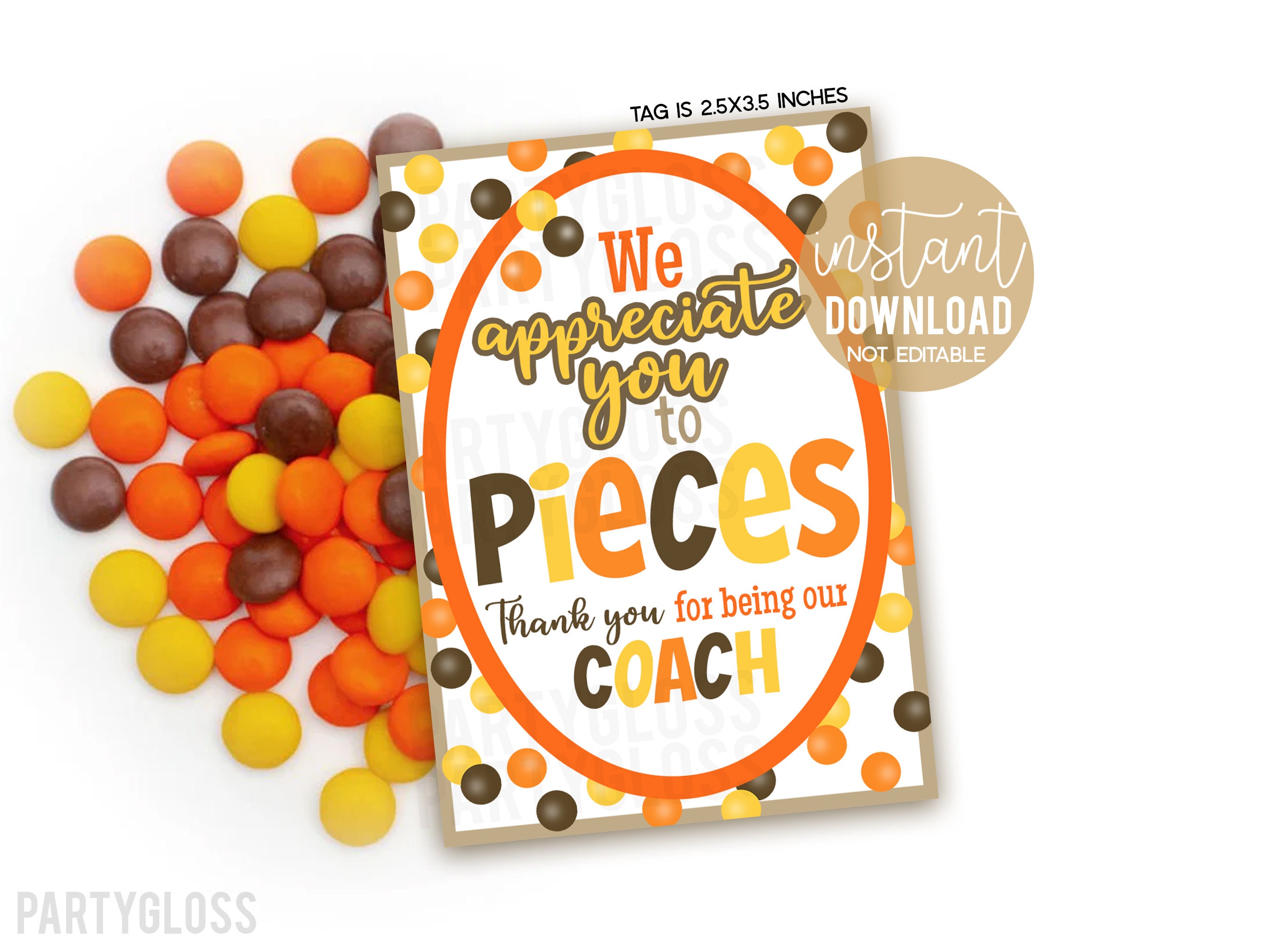 Coach Appreciation Printable Gift Tags, We Appreciate You to Pieces ...