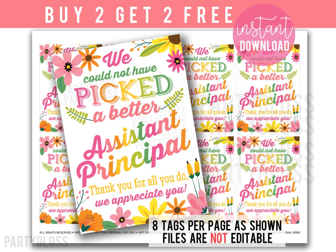 Assistant Principal Appreciation Printable, Floral Flower Tags ...