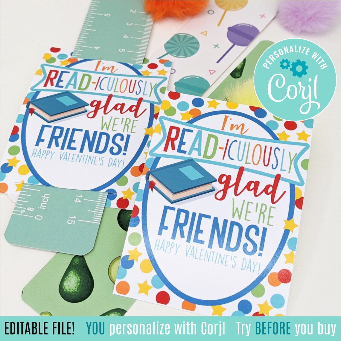 Editable Bookmark Valentine's Day Printable Tags Book - Etsy