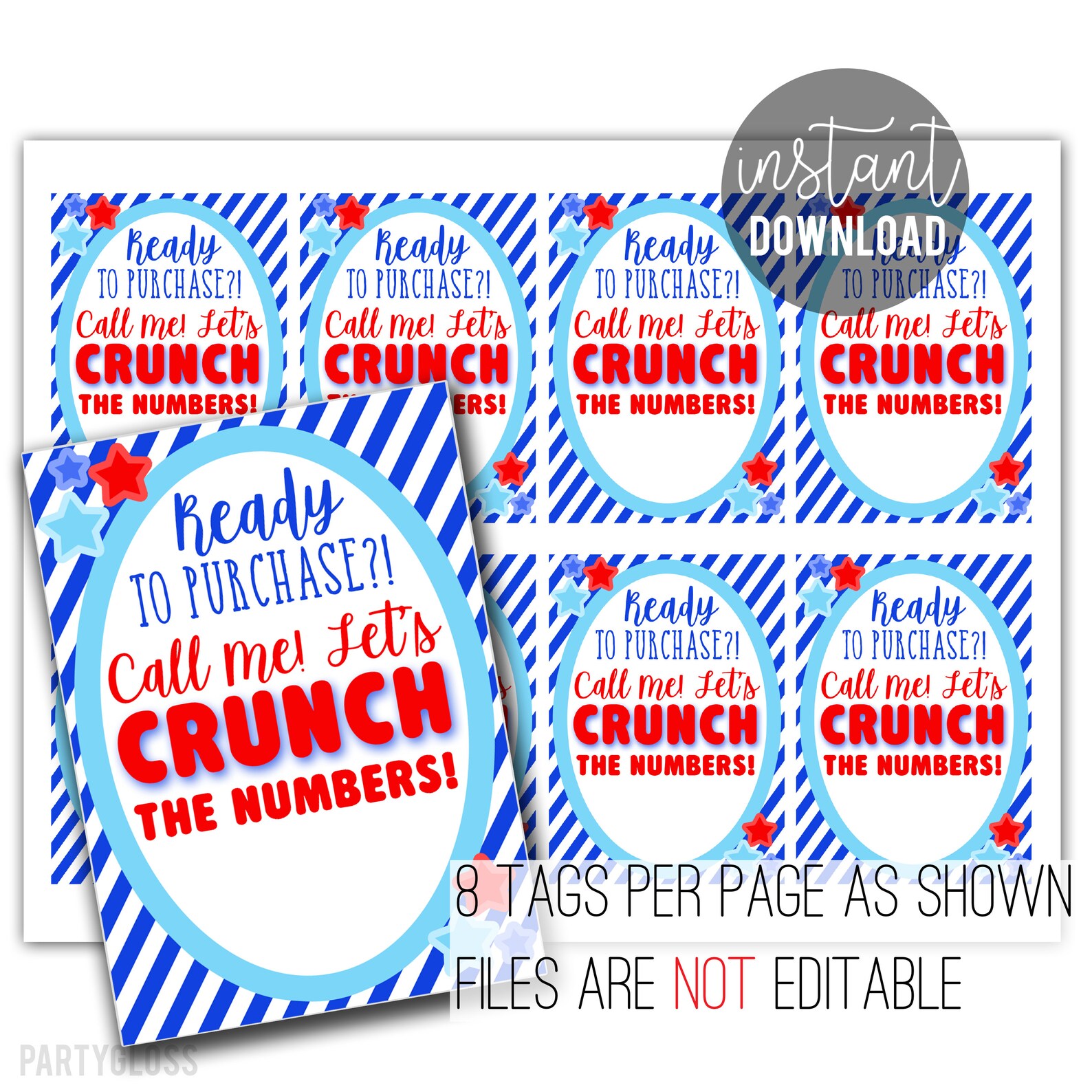 Crunch the Numbers Printable Tag Printable Crunch Tags | Etsy