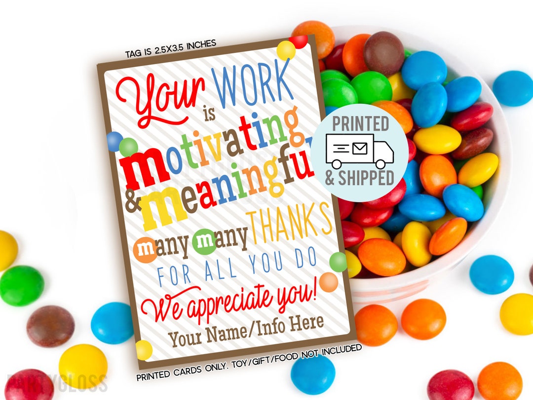 Printed, Cut & Shipped Candy Appreciation Gift Tags, Employee ...