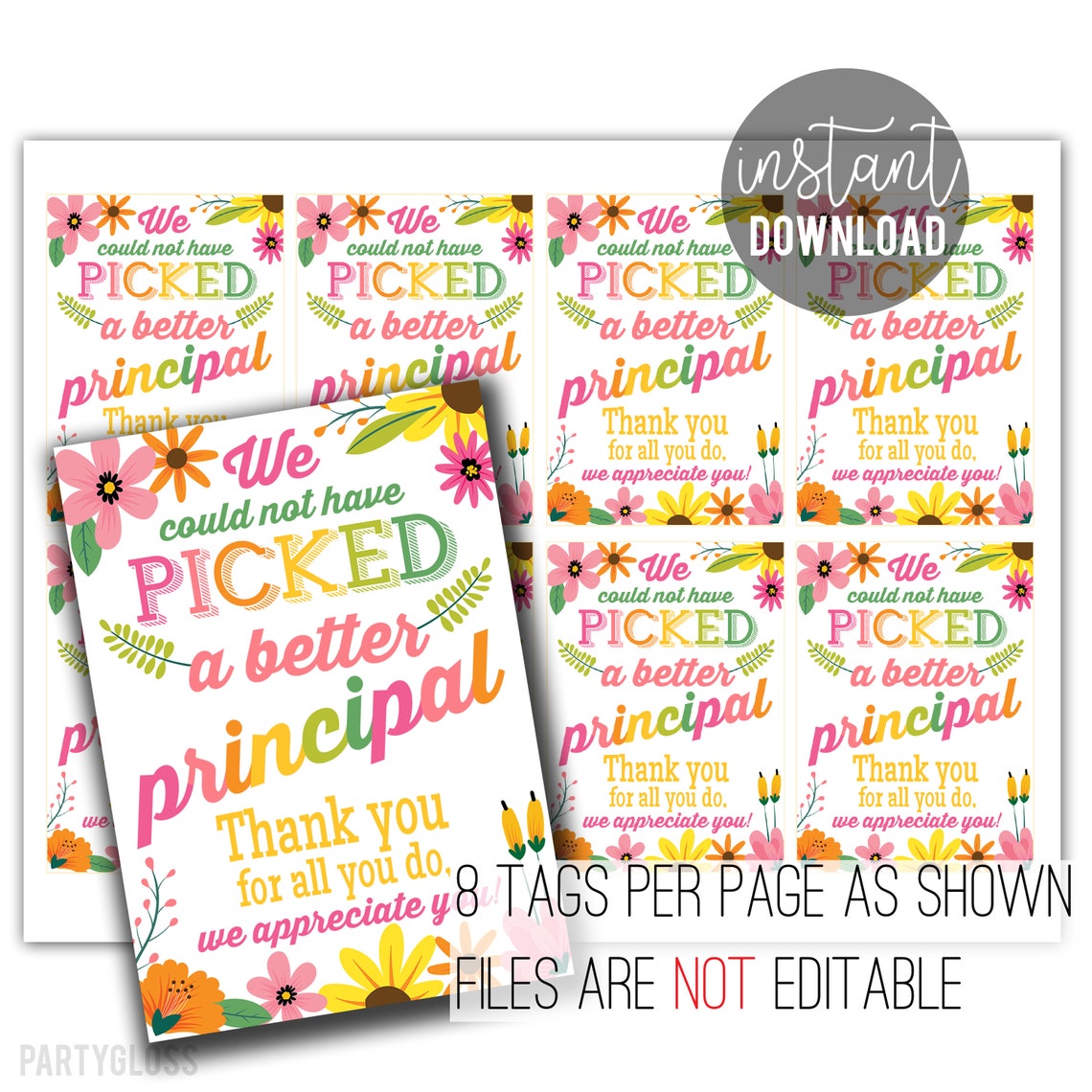 Principal Appreciation Printable | Floral Flower Tags | Principal Tags ...