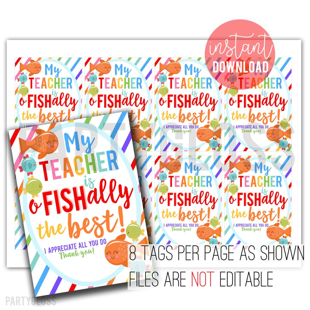 Teacher Appreciation Printable Gift Tags, Teachers Week Fish Candy ...