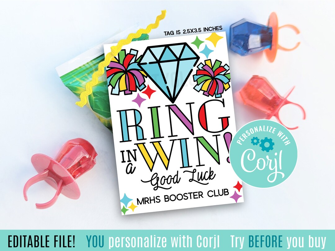 Editable Cheer Ring in A Win Printable Gift Tags, Good Luck Big Game ...
