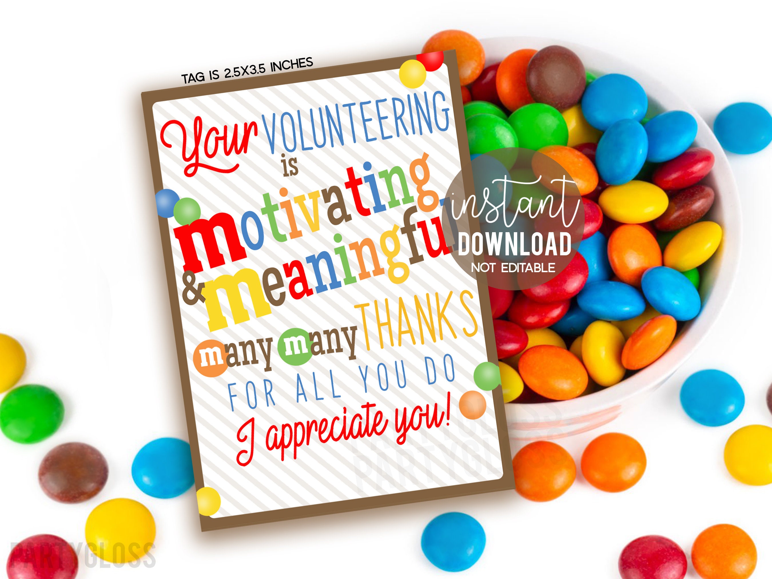 Volunteer Appreciation Printable Gift Tags, Volunteering Team Thank You ...