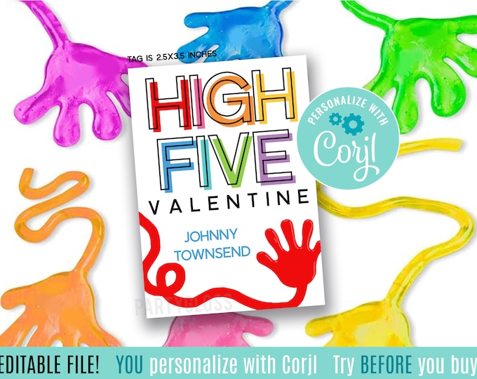 Printable Valentine Sticky Hand Valentine High 5 Valentine Printable ...