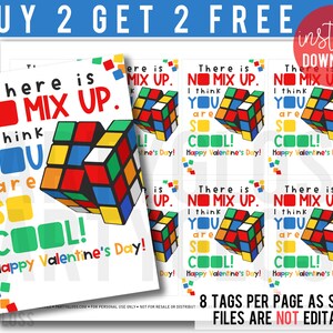 Puzzle Cube Valentine's Day Printable Tags Valentine Friendship Day Non ...