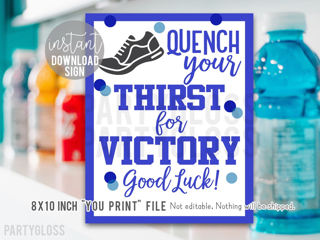Blue Cross Country Good Luck Printable 8x10 Inch Sign, Quench Your ...