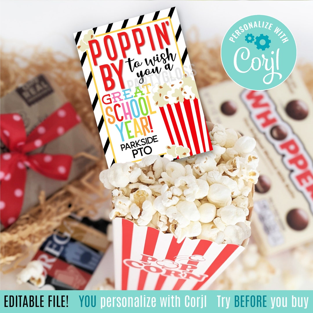 Editable Back to School Popcorn Printable Gift Tags, Poppin' Good ...