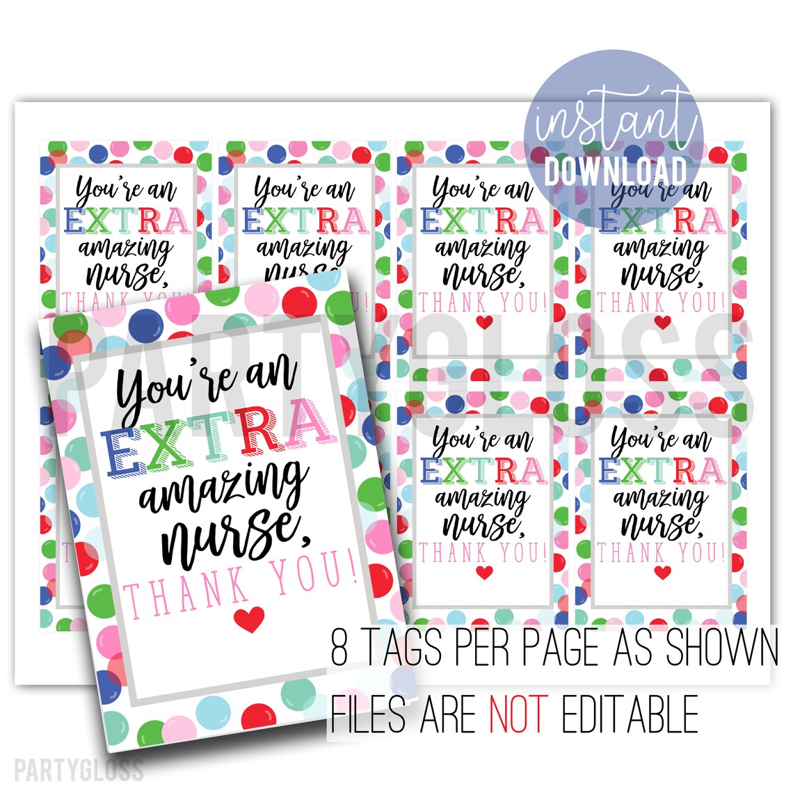 Nurse Appreciation Printable Tag Gum Tags Extra Tags - Etsy